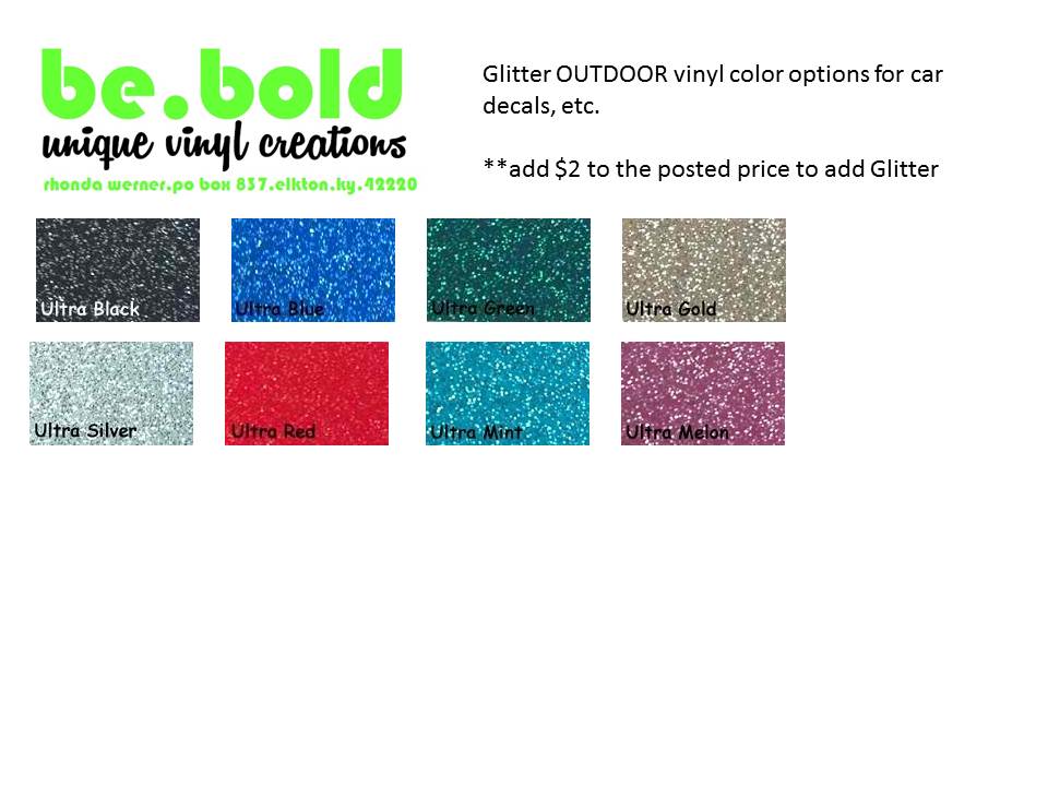 be.bold: Car Decal Vinyl Color Options