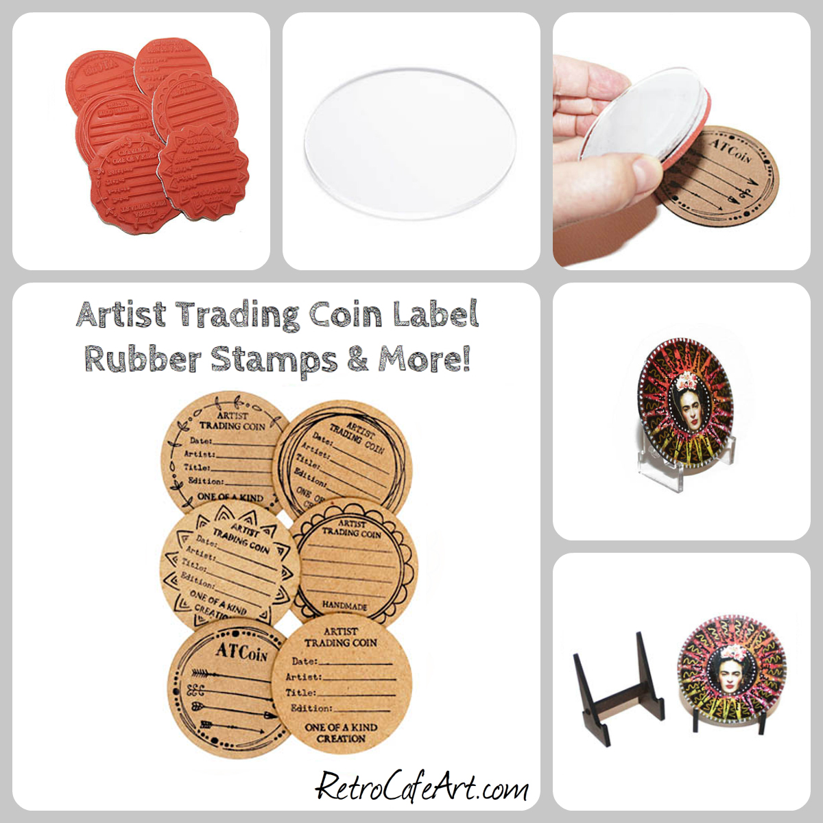 Retro Café Art Gallery: NEW Artist Trading COIN Label RUBBER STAMPS ...