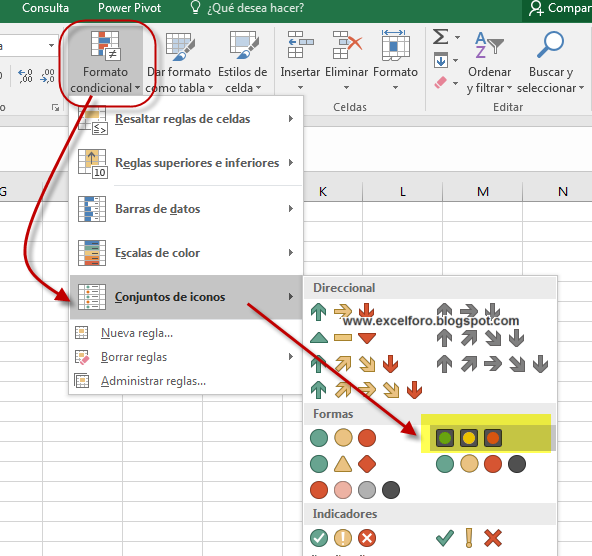 Conjunto de Iconos en Celdas con Texto | EXCEL FORO: EJERCICIOS ...