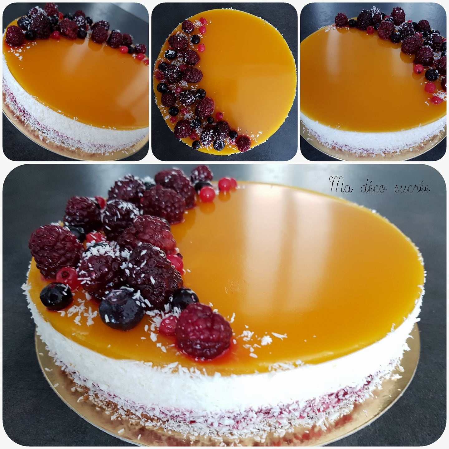 Ma déco sucrée: Entremet coco, framboises, bavarois vanille et nappage ...