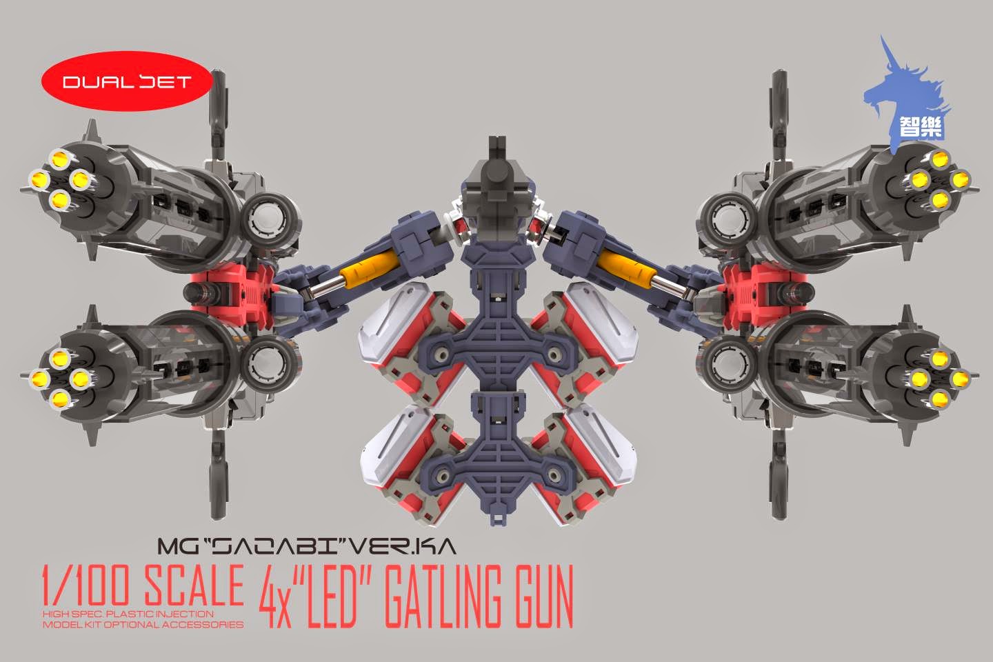 Playwright: 1/100 4x Gatling Gun Set + LED for MG Sazabi Ver. Ka ...