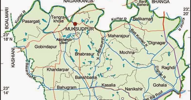 Muksudpur Upazila Map, Gopalganj District, Bangladesh