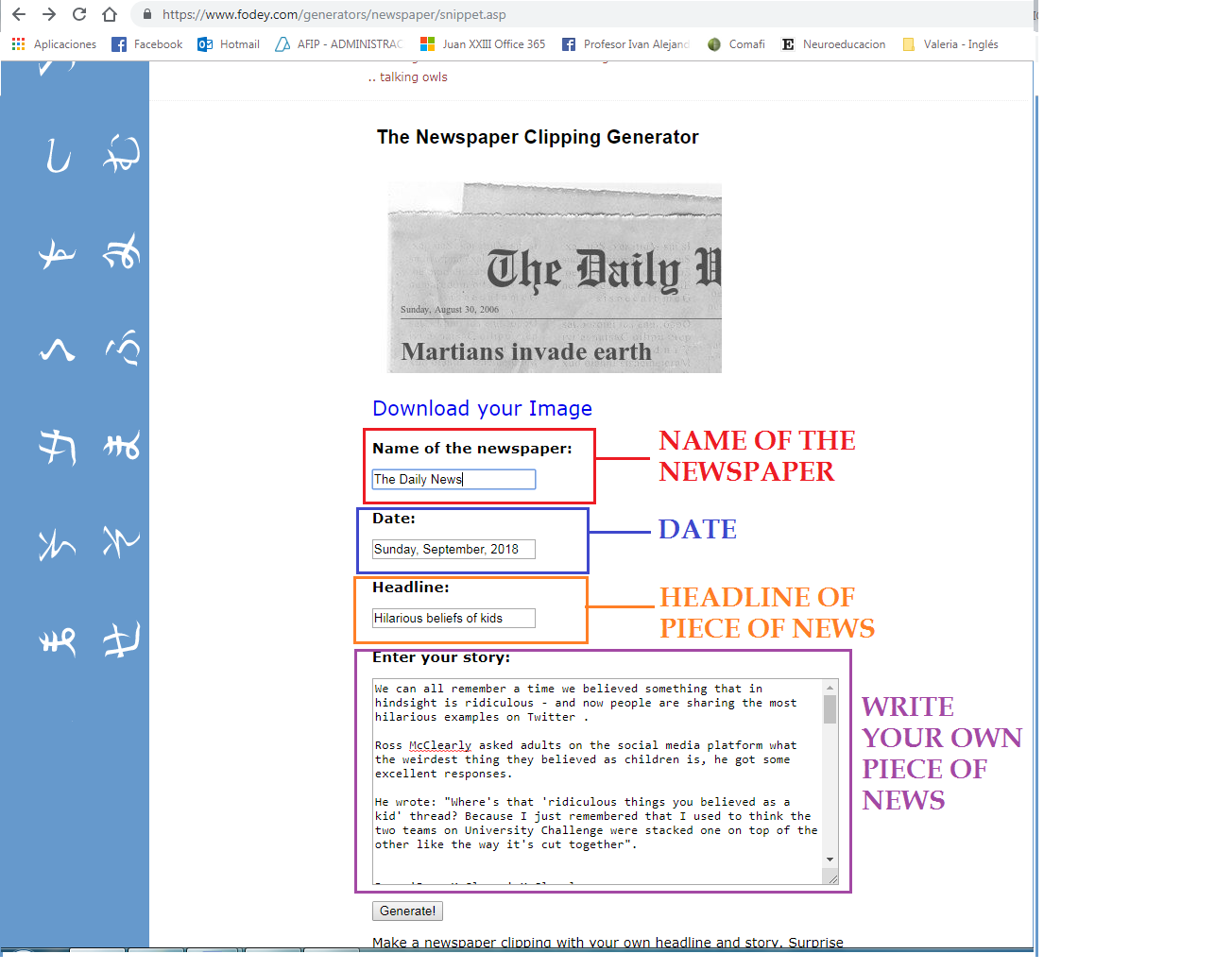 Valeria's ICT PLE : The Newspaper Clipping Generator Tutorial