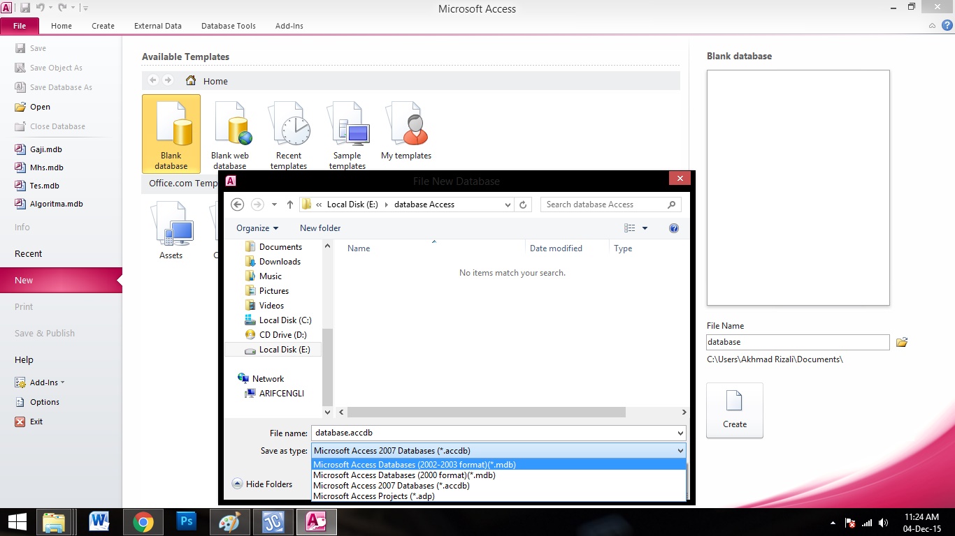 ngoding java bareng coeg: Membuat koneksi ODBC database Access di java