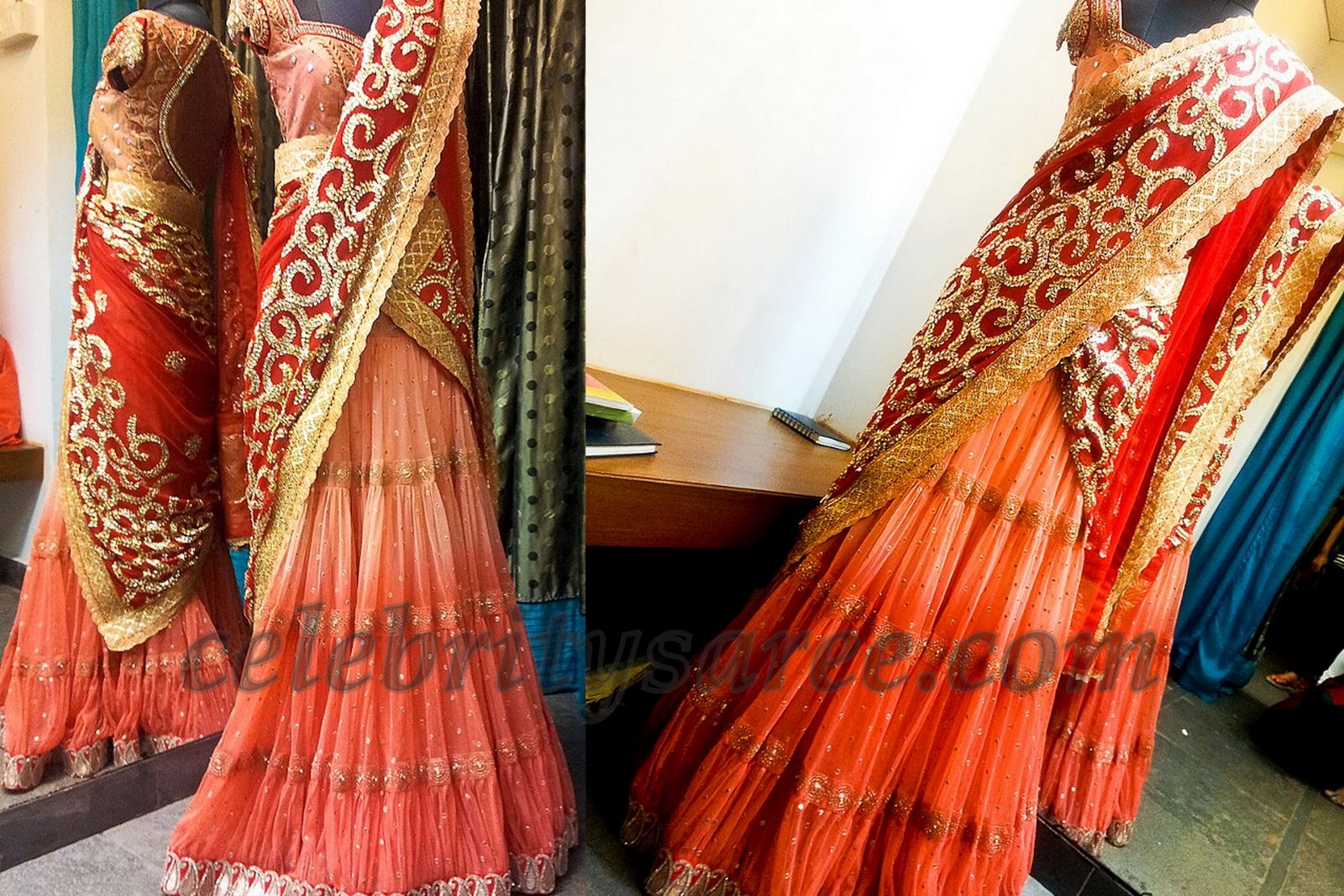 Jardhosi Work Beautiful Half Sari - Saree Blouse Patterns