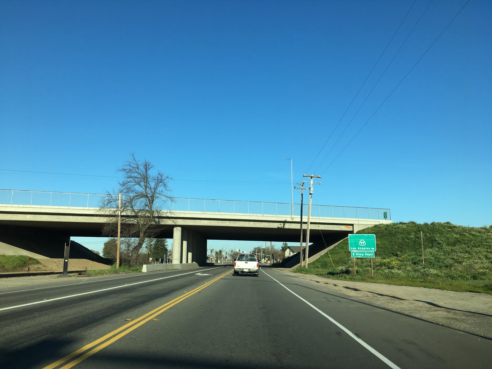 The original US Route 99 alignment on SignCounty Route J9/French Camp Road