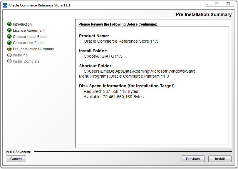 Install Oracle Commerce ATG 11.3 in Windows