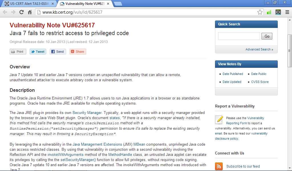 Java-Buddy: Alert: Oracle Java 7 Security Manager Bypass Vulnerability