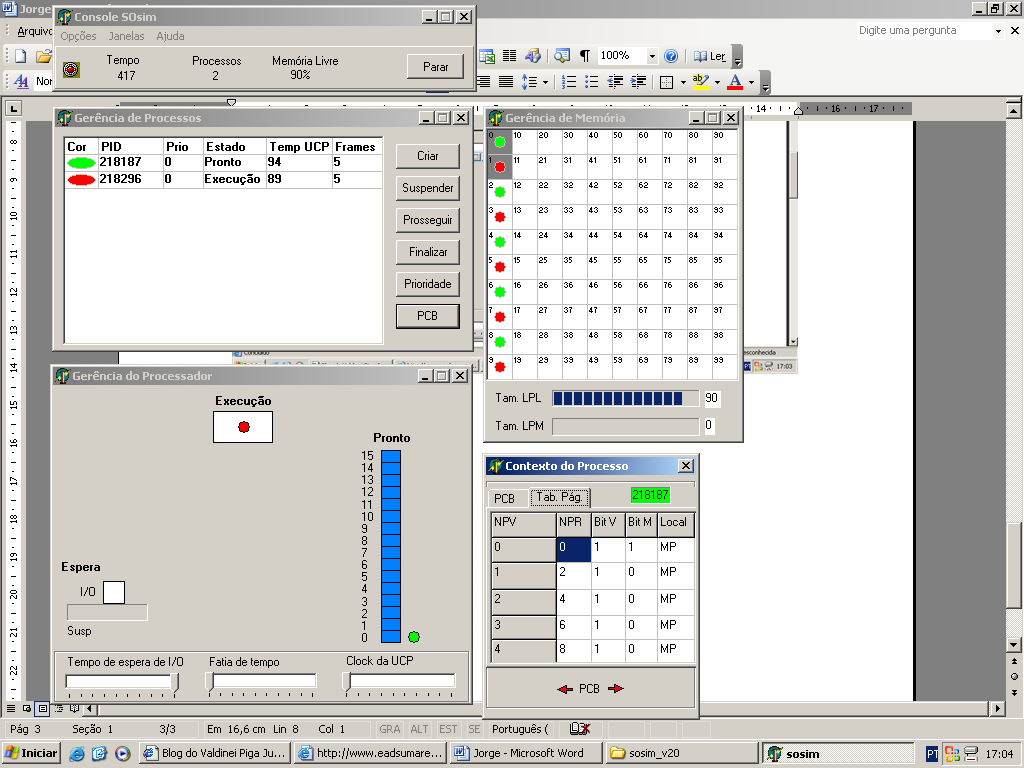 SOsim - Simulador de Sistemas Operacionais