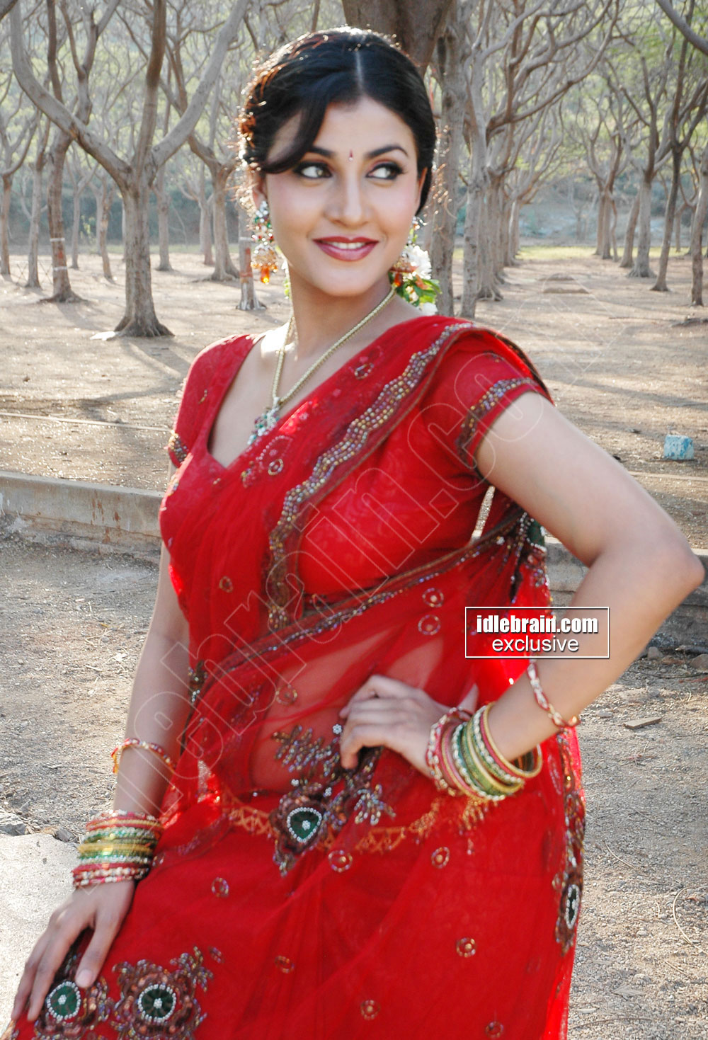 KAUSHA RACH sizzling in red saree - Glam Actress
