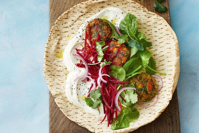 Zucchini and haloumi falafel rolls recipe | LEBANESE RECIPES