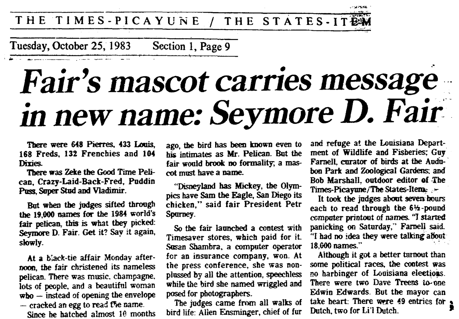 Seymore D. Fair: 'Mr. Pelican': How the 1984 Louisiana World Expostion ...