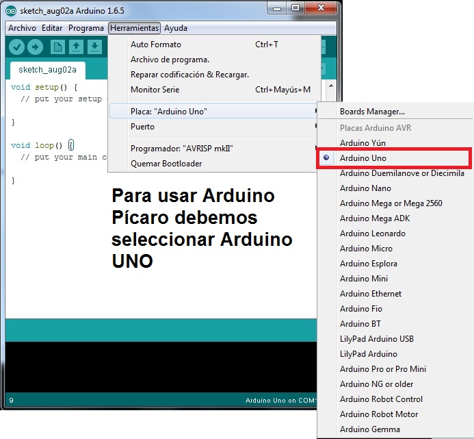 Seba Electronic Labs: [Arduino 07] Arduino Pícaro cómo usar y comparación con Arduino UNO