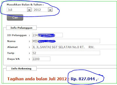 cek biaya tagihan listrik via internet
