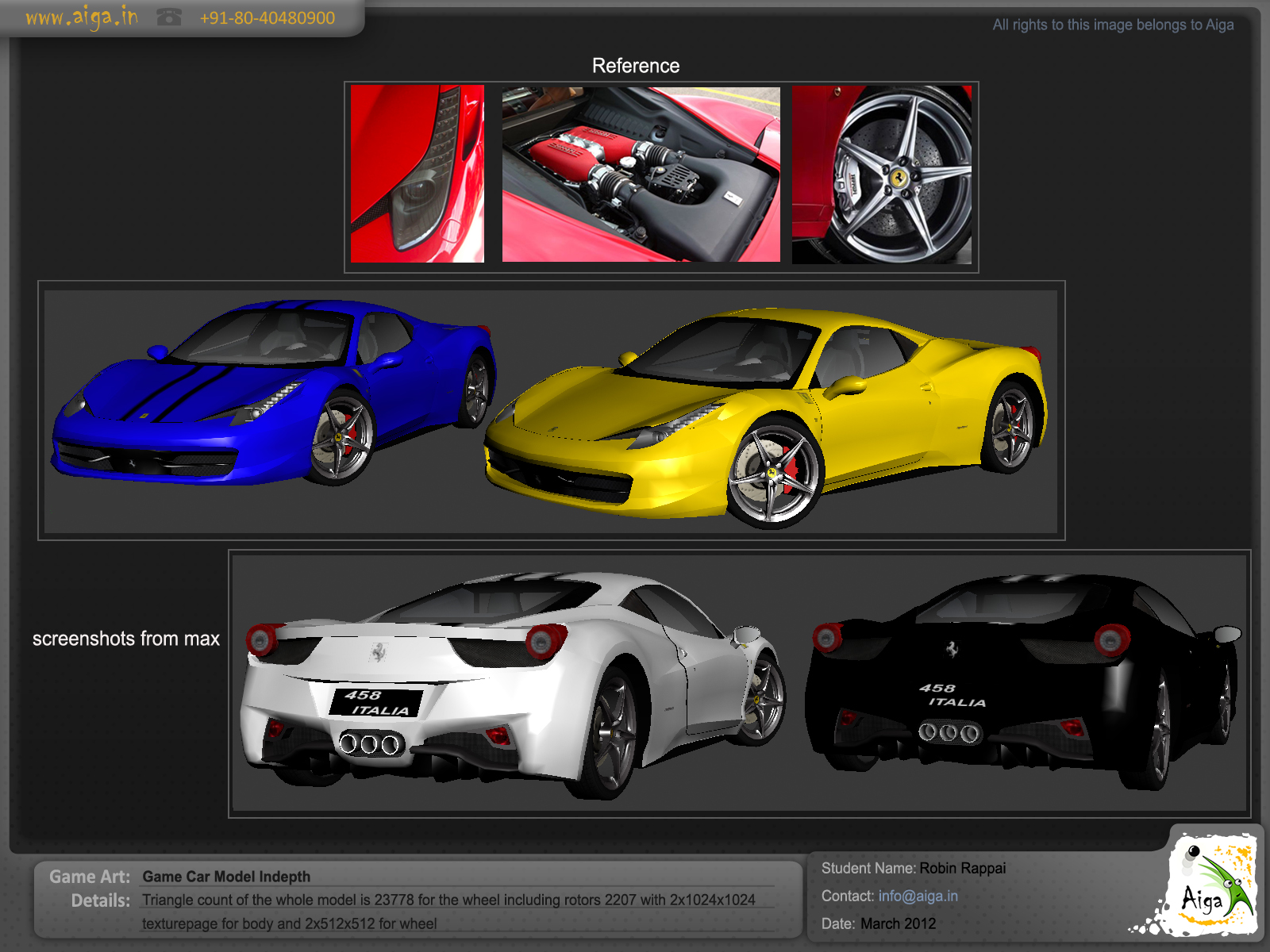 Robin Rappai game art portfolio: Game Car Model Indepth