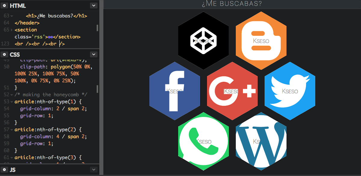 EsCss: Auto hexagonal CSS Grid Layout V3 en panal. Por @Kseso EsCss: Auto hexagonal CSS Grid Layout V3 en panal. Por @Kseso