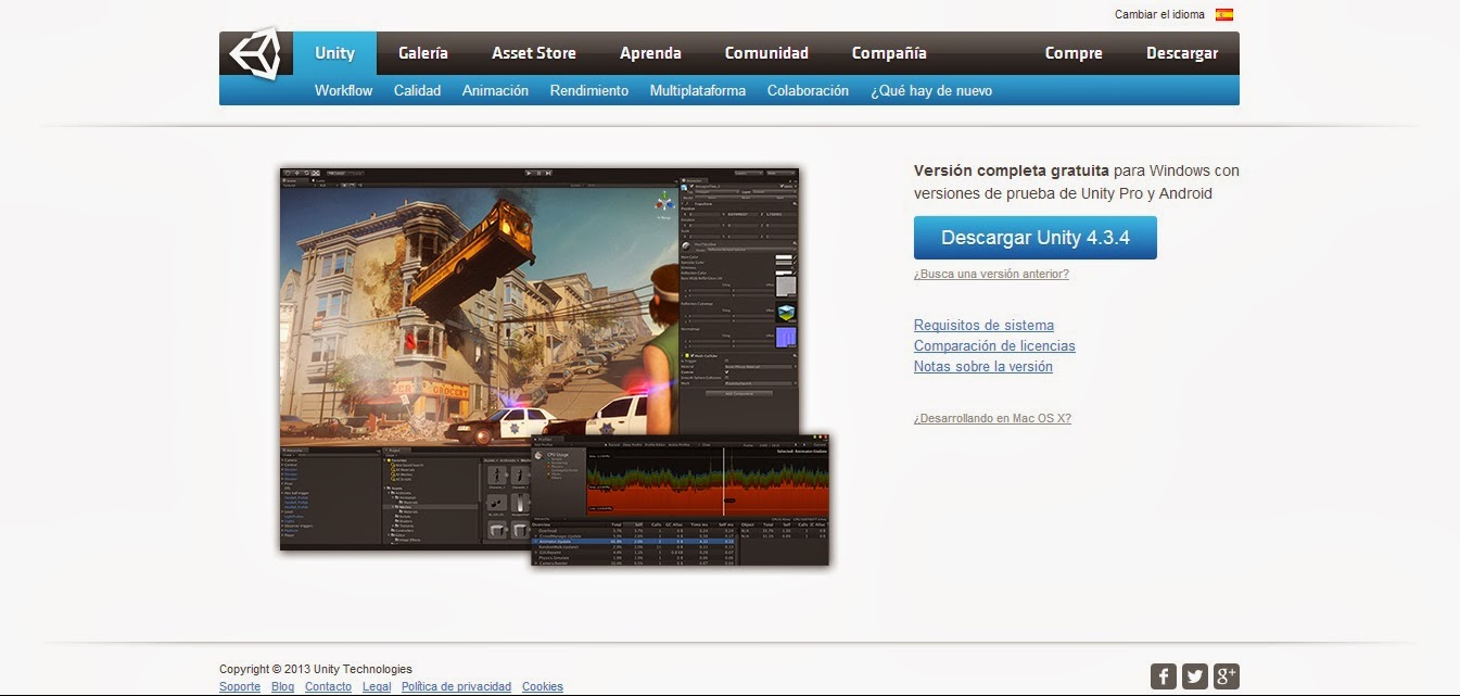 Descarga e instalación de Unity: Programa Videojuegos