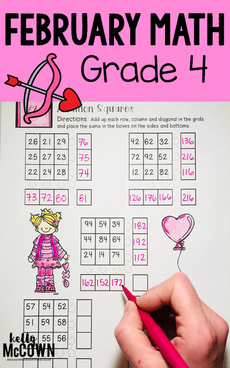 Kelly McCown: February NO PREP Math Packet {Grade 4}