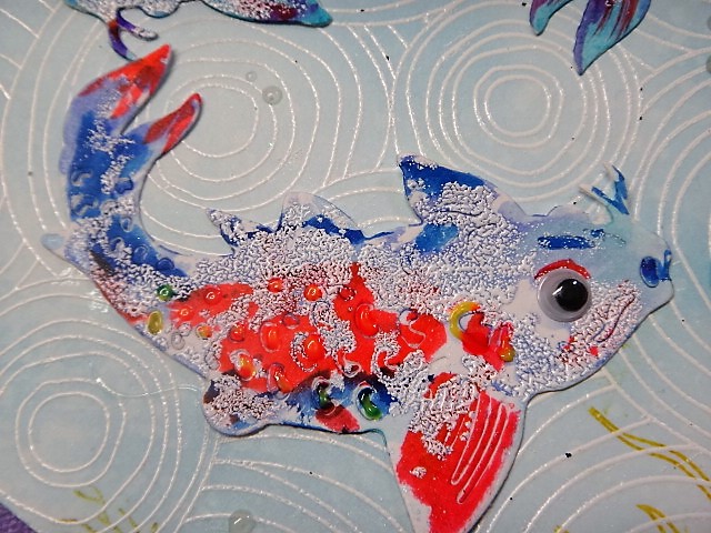 HandmadebyRenuka: I DIE SET AND 5 CARDS WITH KOI FISH DIE