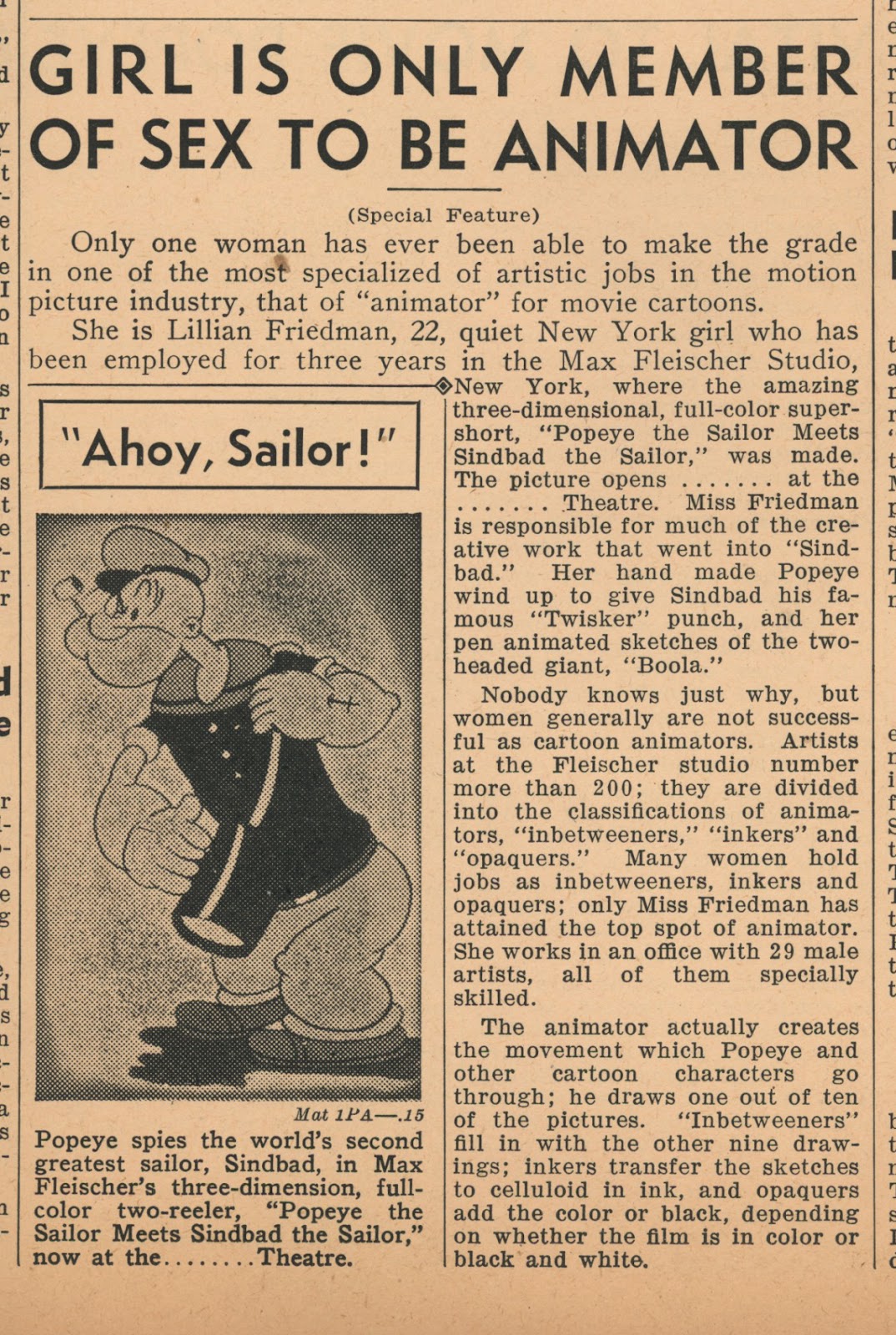 Seymour Kneitel 1908-1964: THE FIRST WOMAN ANIMATOR!