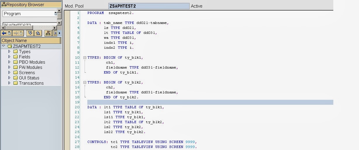 TECHSAP : Field selection operation with two Table Controls in Module Pool Program