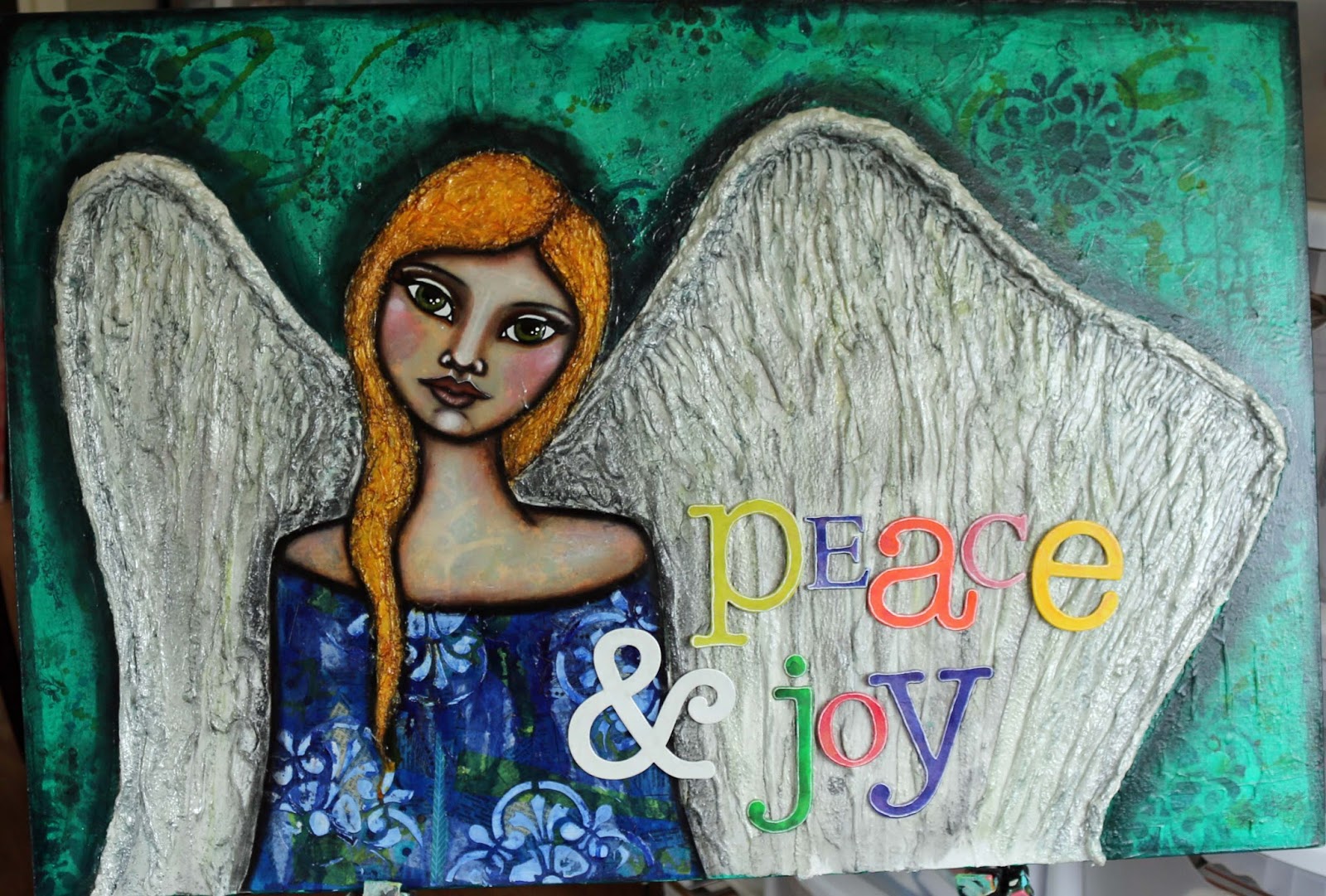 Angel of Peace and Joy 24x36 on canvas mixed media