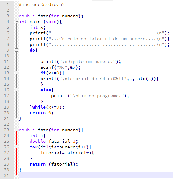 QUÍMICA com ENGENHARIA: ALGORÍTIMO PARA CÁLCULO DO FATORIAL (EM C)