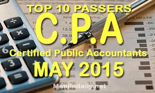 PRC: CPA TOP 10 Board Exam Passers May 2015 - Certified Public ...