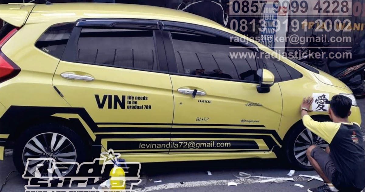 Wrapping Mobil Honda Jazz Kuning | Variasi Honda Jazz Dengan Stiker ...