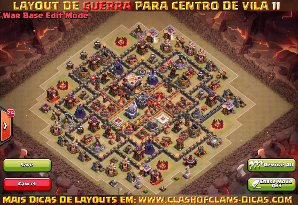 Layouts de CV11 para Guerra - Clash of Clans Dicas, Gemas Grátis ...