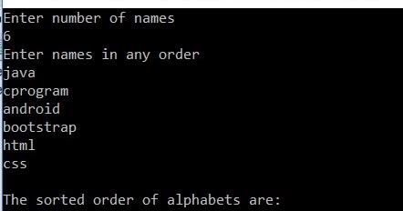 All C Programs: Program 109:To Sort names in Alphabetical order