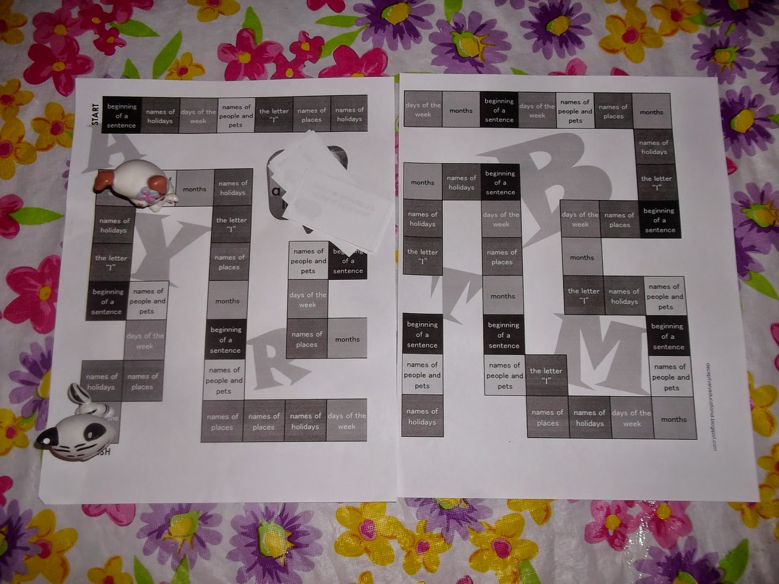 Melissas Homeschool Blog: Grammar Capitalization Printable Board Game