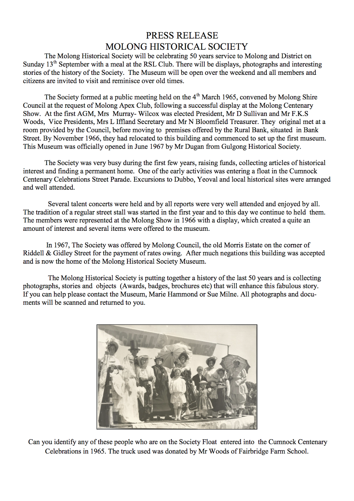 History, Heritage & Museums - Connecting!: Molong Historical Society ...