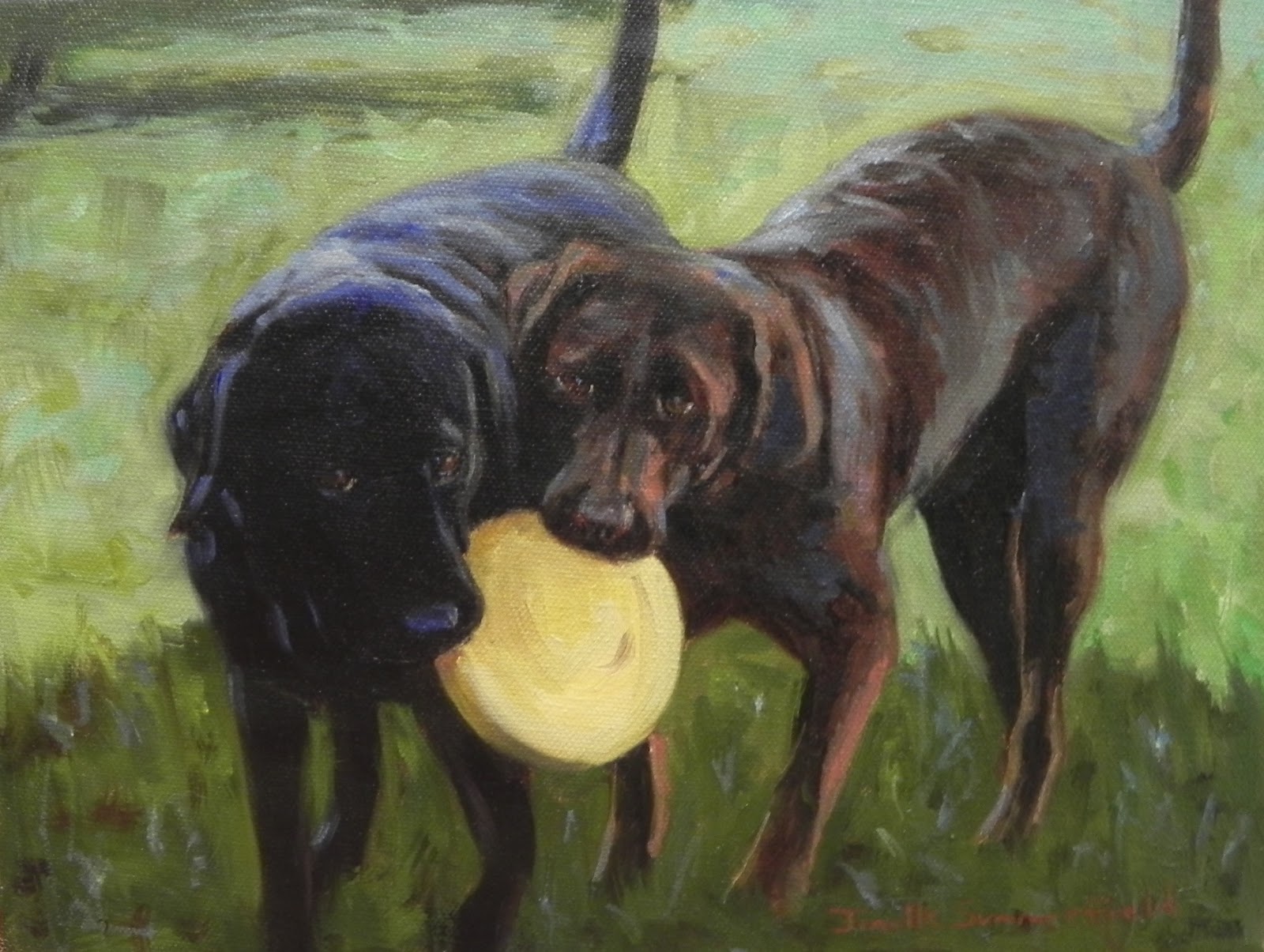 Jonelle Summerfield Oil Paintings: Playing Dogs