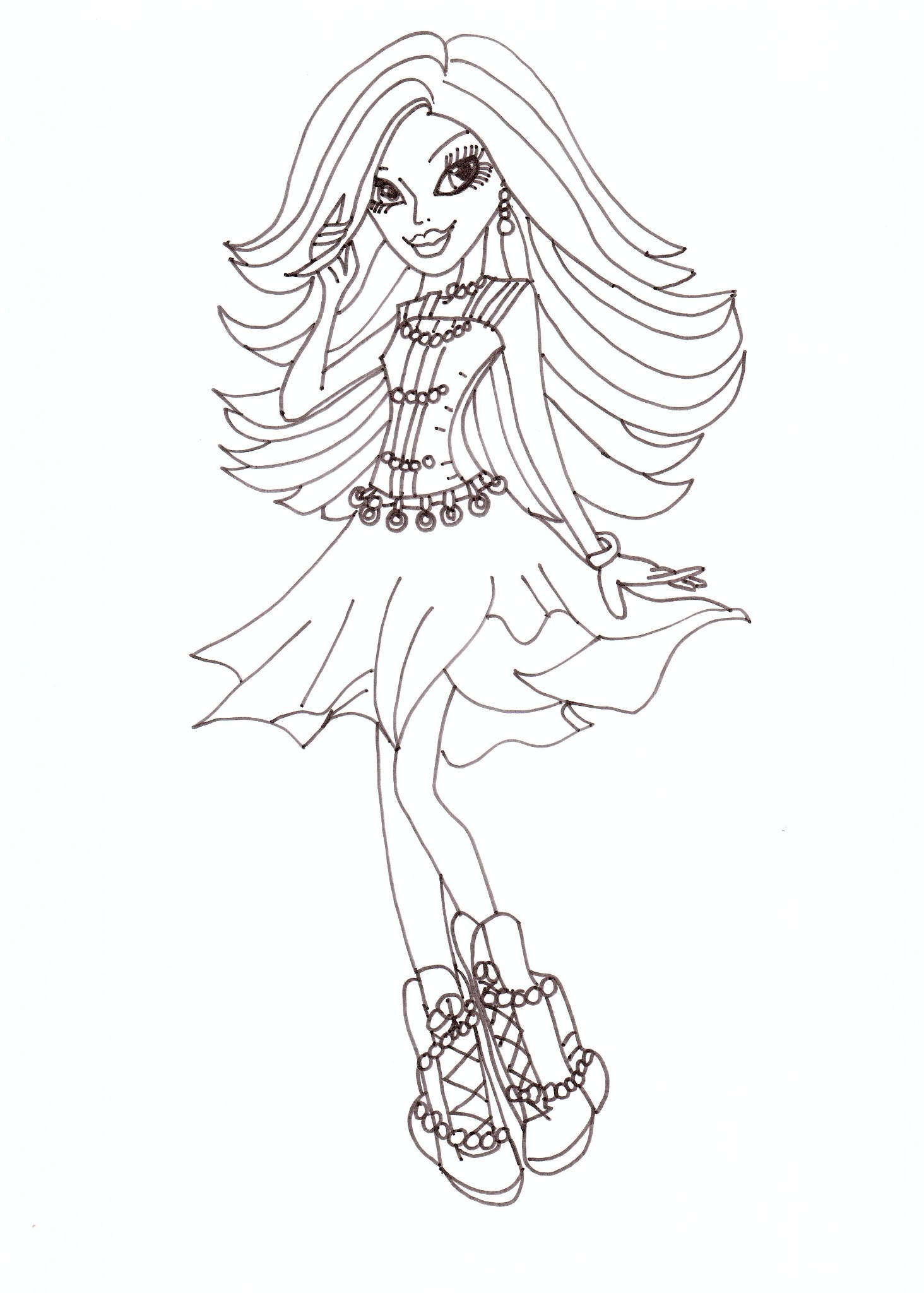Monster High Body Bases Sketch Coloring Page