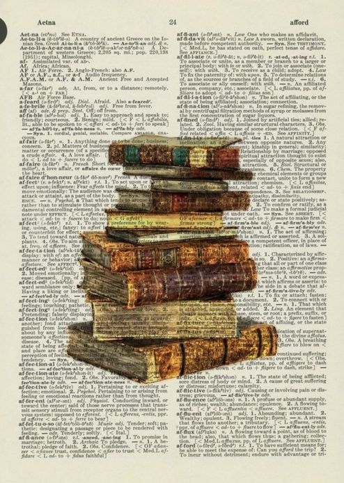 Content in a Cottage: Old Books printed on Old Dictionary Pages