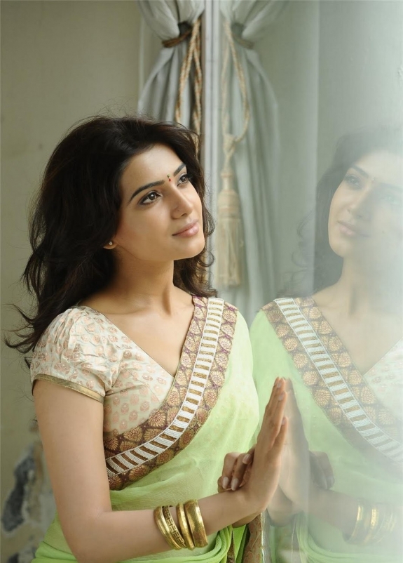 Samantha Ruth Prabhu in green saree - South Indian Actress