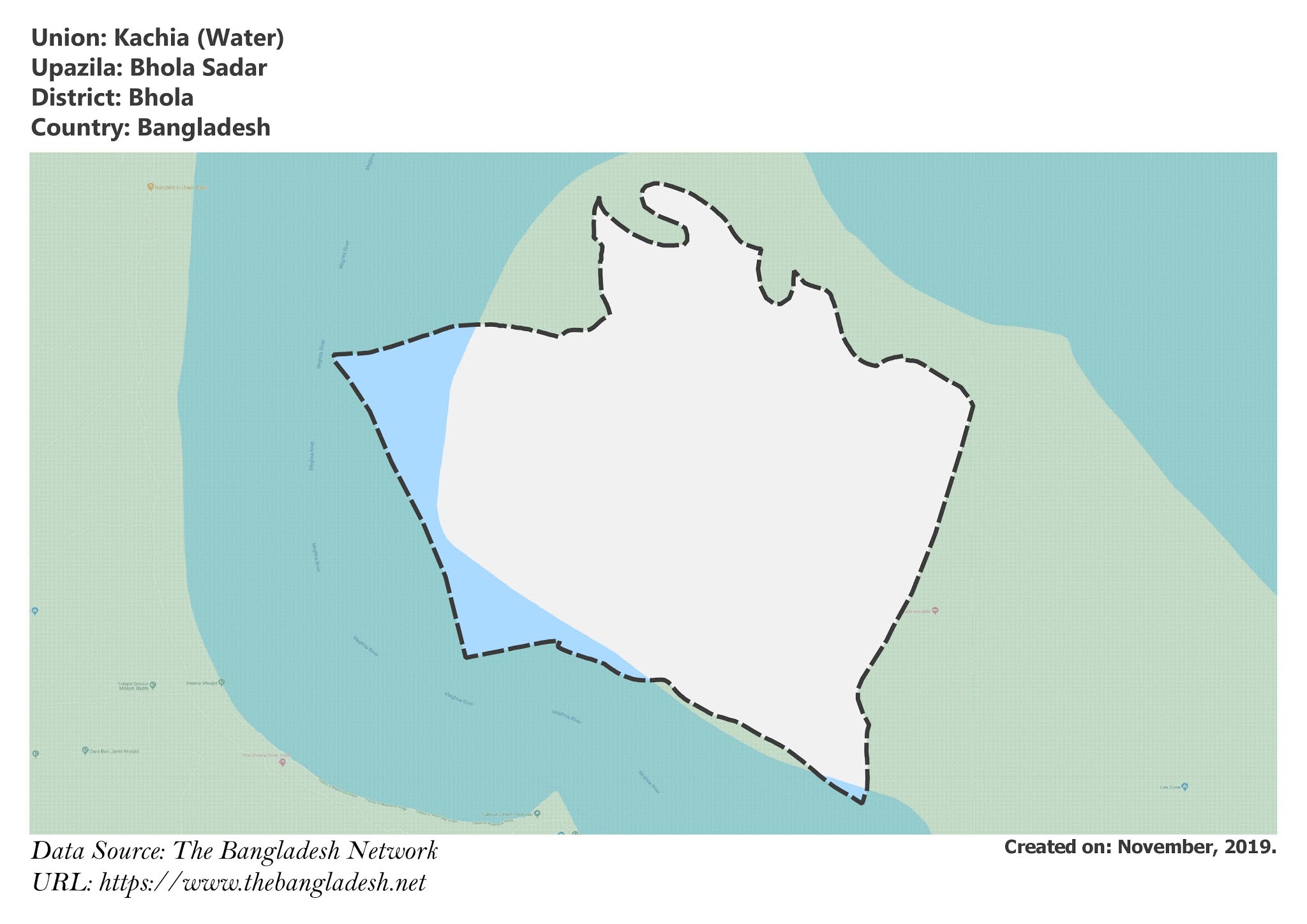 Kachia Union (Water), Bhola