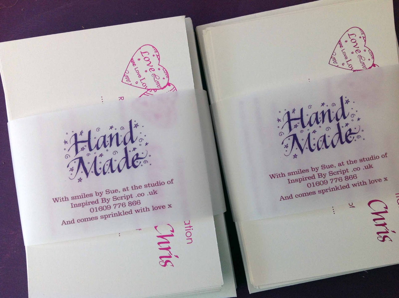 Inspired by Script: Personalised Packaging for hand made goods
