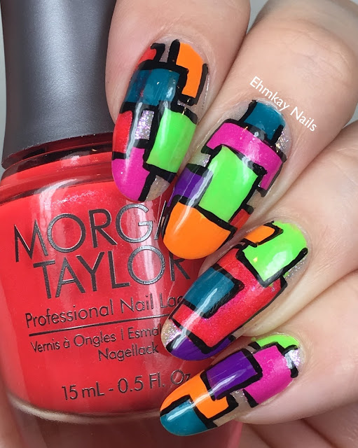ehmkay nails: Neon Geometric Nail Art with Morgan Taylor Make a Splash