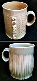Clay shares: Stamped and found textured mugs