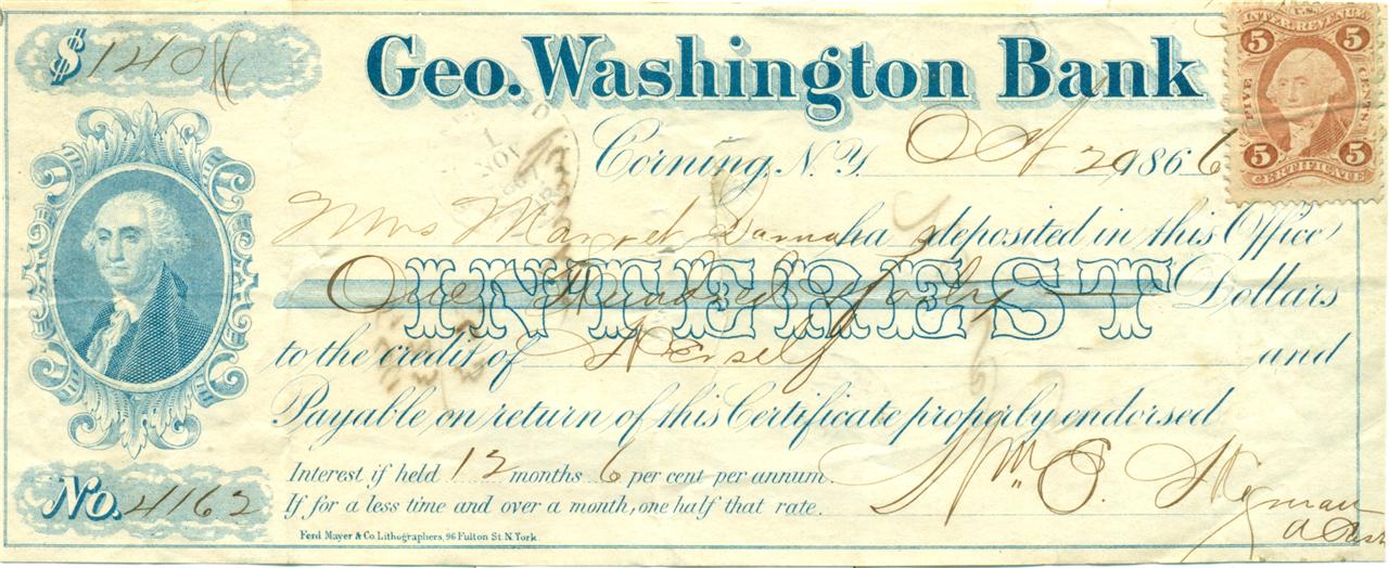 George Washington on checks & receipts