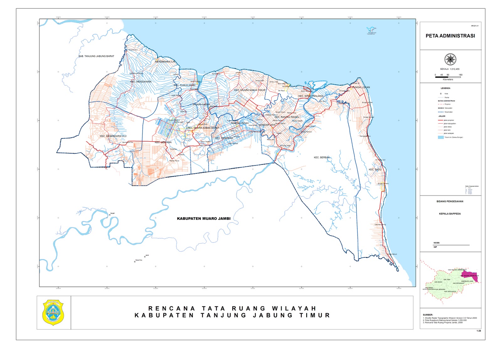 FORUM TATA RUANG : Peta RTRW Administrasi Kabupaten Tanjung Jabung ...
