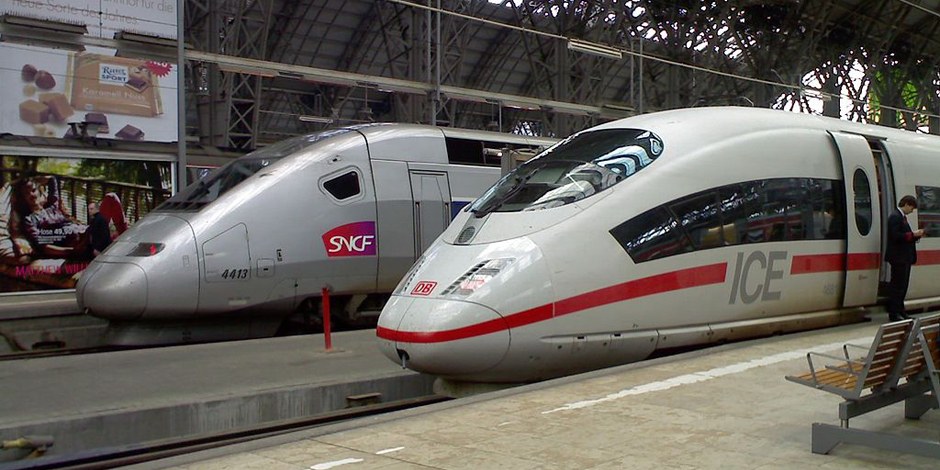 German ICE train and French TGV