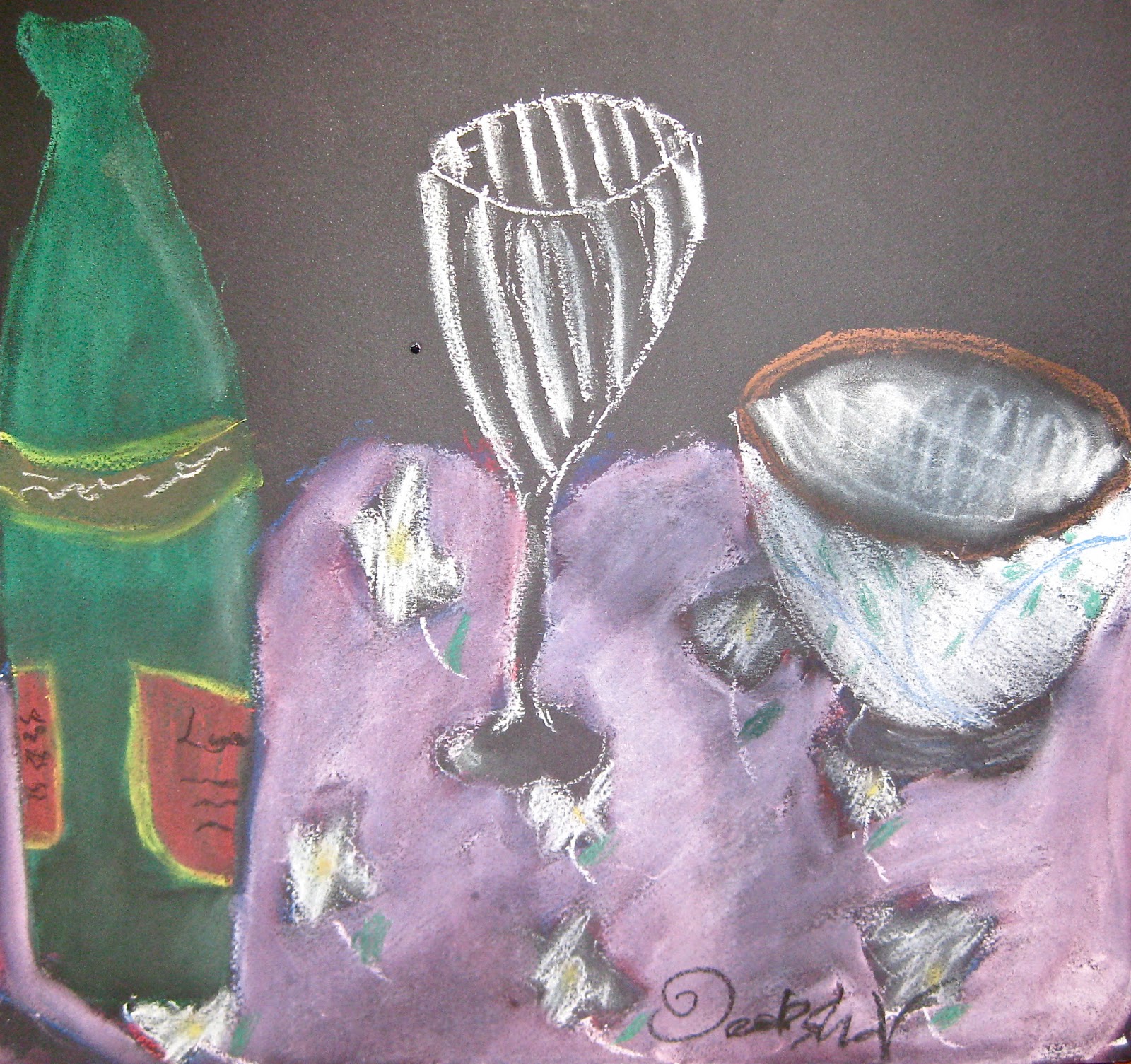 Susan's Art Club: Still Life on Black paper using Pastels