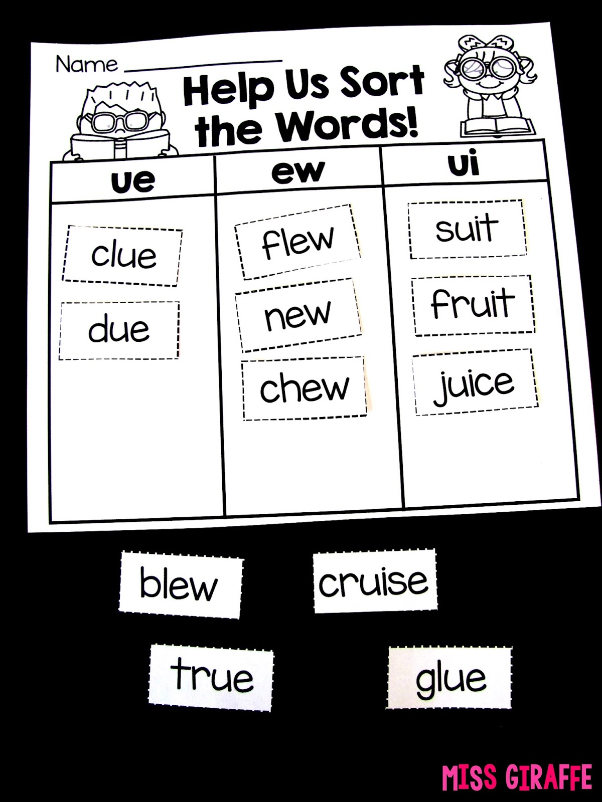 Ew Ue Ui Word List _ Vowel Pattern Spelling Chart – HVLAN