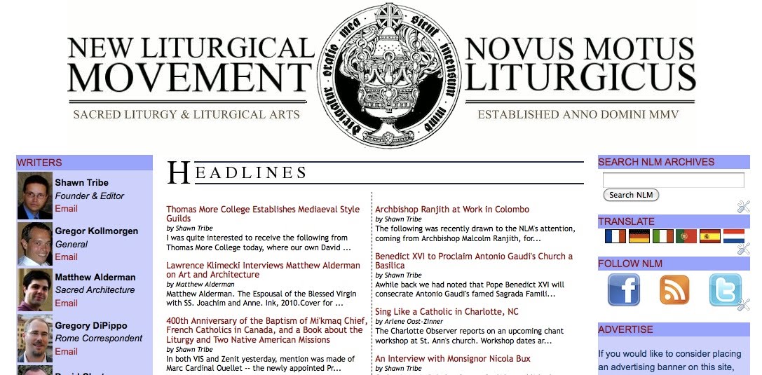 New Liturgical Movement: NLM’s Fifteenth Anniversary