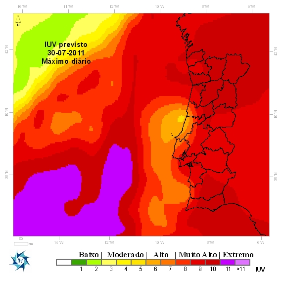 Óptica HM: Mapa previsão do índice Ultravioleta