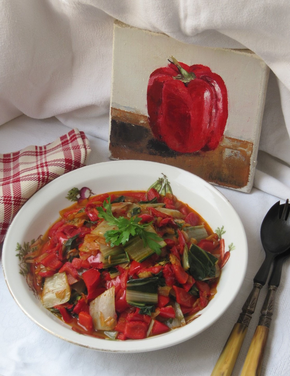 La cuisine d'ici et d'ISCA: Poêlée de blettes aux poivrons