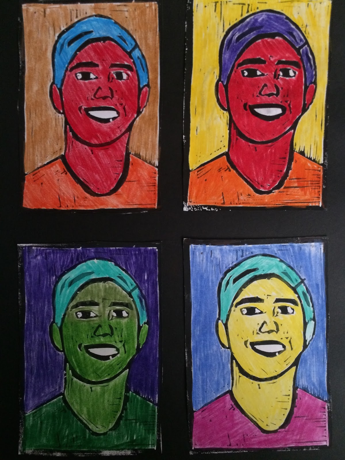 Mrs. Wille's Art Room: 7th & 8th grade self-portrait prints